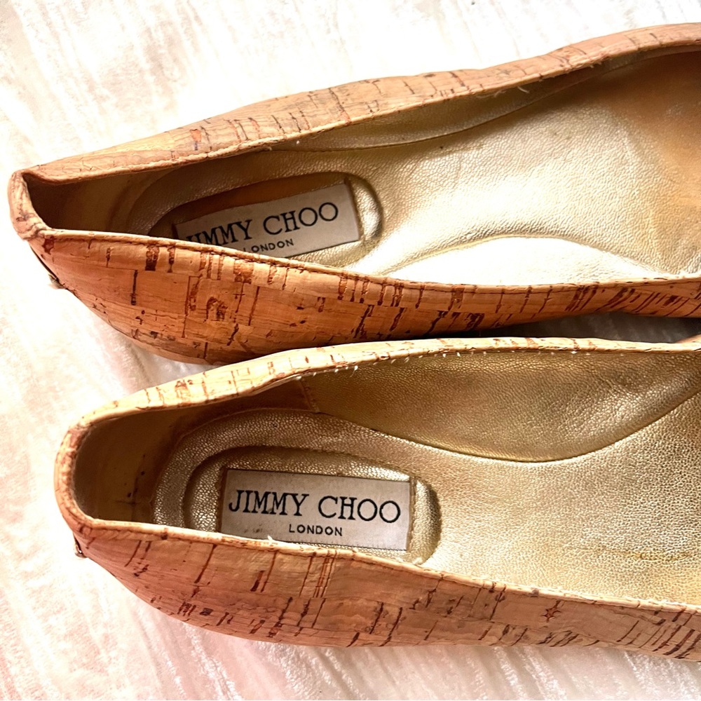 Jimmy Choo Whirl Cork Ballerina Flat, Gold Size 40 - Gem